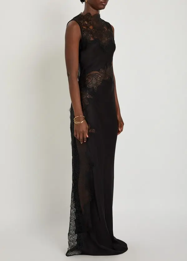 Shona Joy Jamila High-neck Lace Maxi Dress - Black