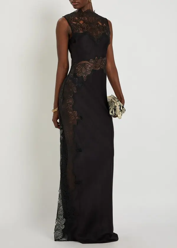 Shona Joy Jamila High-neck Lace Maxi Dress - Black