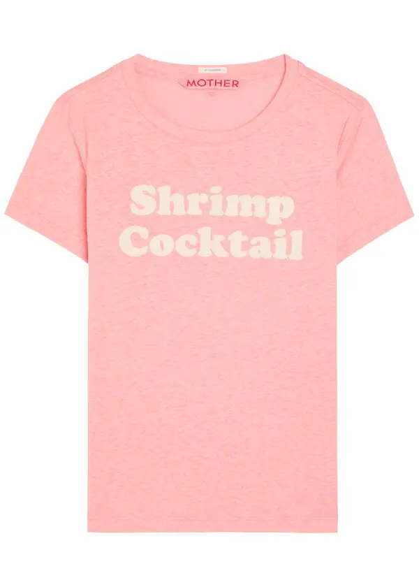 MOTHER Appliquéd Jersey T-shirt - Pink