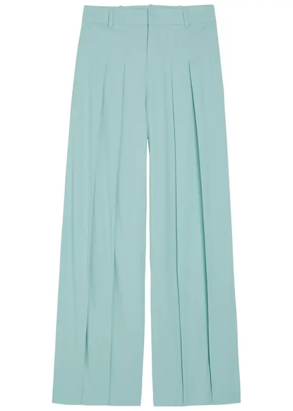 Alice + Olivia Blair Pleated Wide-leg Trousers - Blue