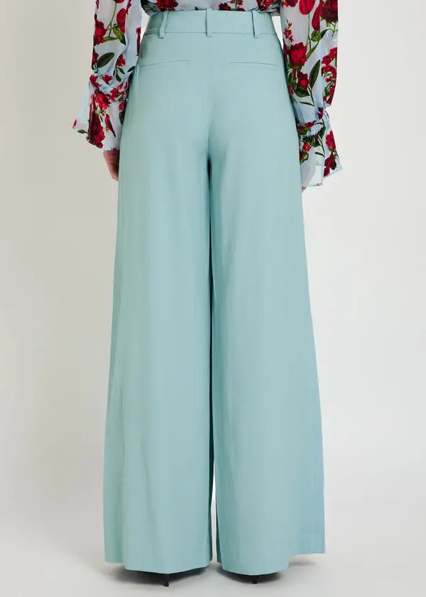 Alice + Olivia Blair Pleated Wide-leg Trousers - Blue