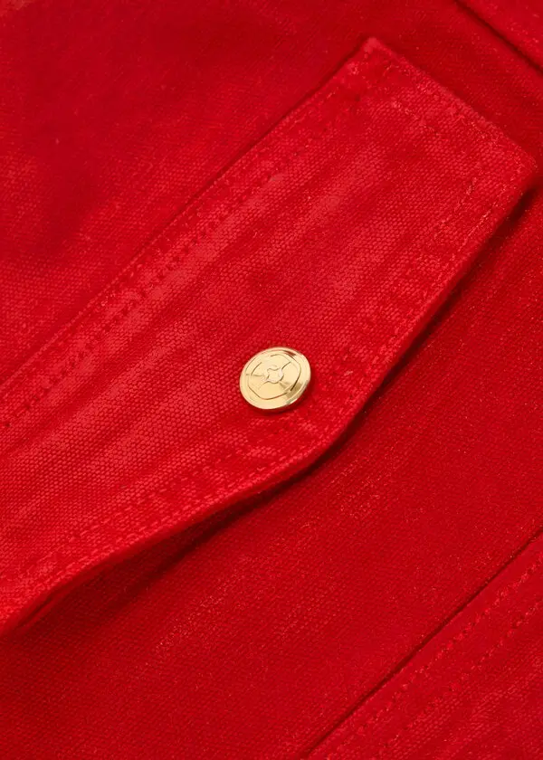 RÙADH The Henderson Waxed Canvas And Leather Collar Jacket - Red