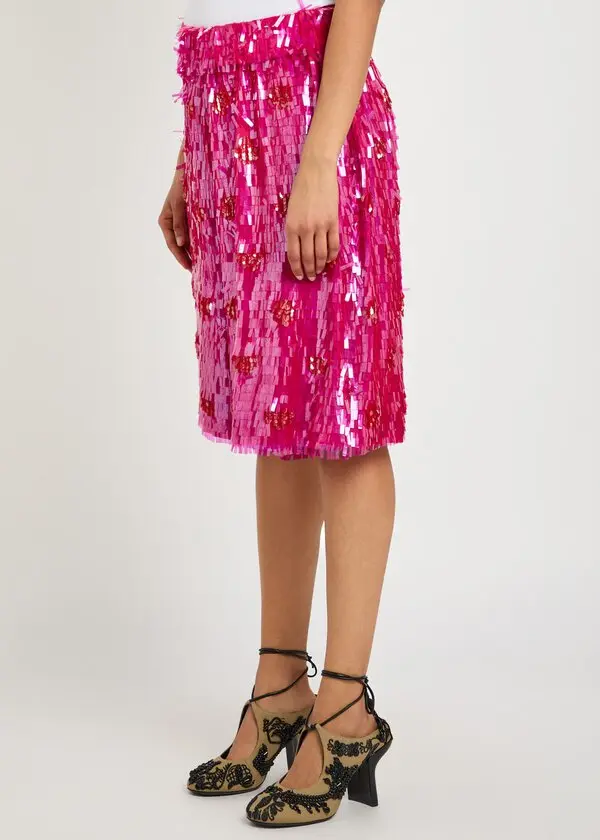 Dries Van Noten Sequined Polka Dot Silk Shorts