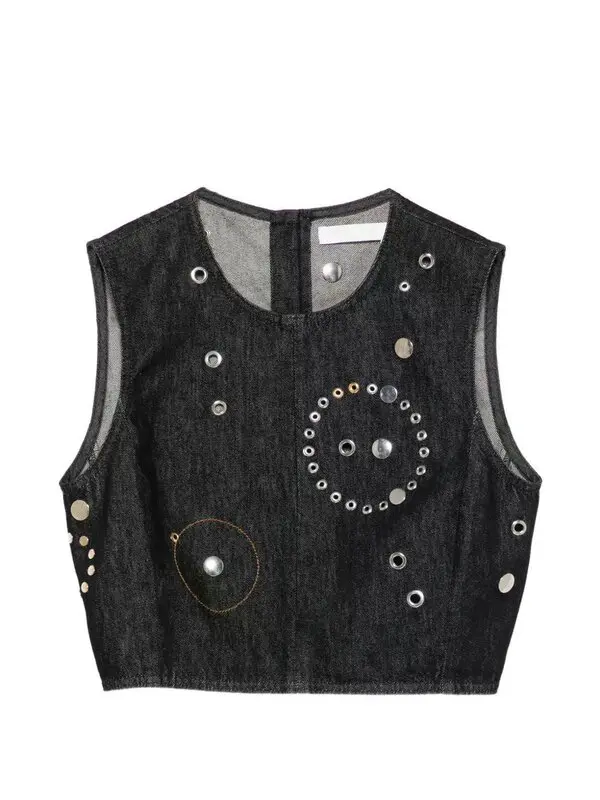 Chloé Stud Embellished Sleeveless Crop Top - Black
