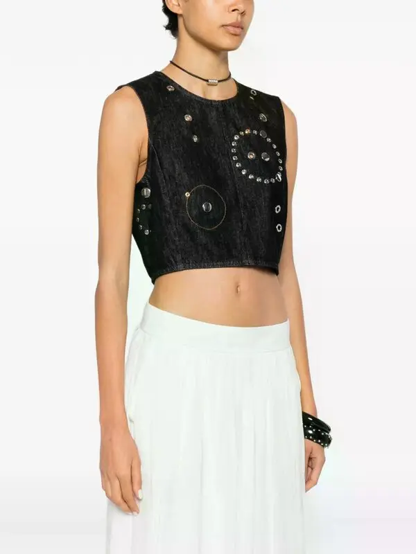 Chloé Stud Embellished Sleeveless Crop Top - Black