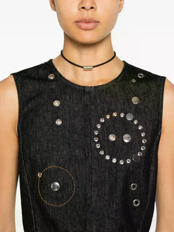 Chloé Stud Embellished Sleeveless Crop Top - Black