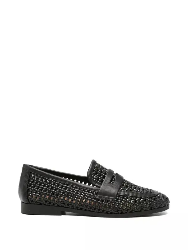 SERGIO MORETTI FIRENZE Woven Penny Loafers - Black