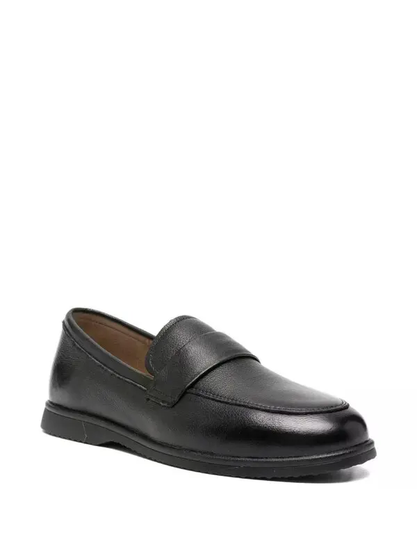 SERGIO MORETTI FIRENZE Grained Leather Loafers - Black