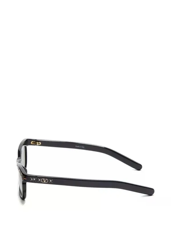 Valentino Garavani Rectangular Acetate Sunglasses With Enamel And Rhinestone Embellishments