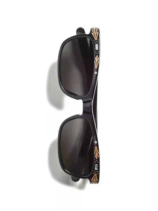 Valentino Garavani Rectangular Acetate Sunglasses With Enamel And Rhinestone Embellishments