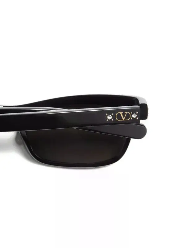 Valentino Garavani Rectangular Acetate Sunglasses With Enamel And Rhinestone Embellishments