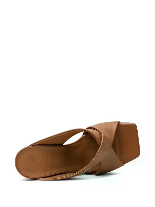 Vicini Crossover Strap Platform Mules - Brown