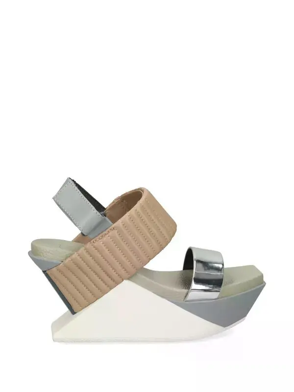 United Nude Delta Wedge Puffier Quilted Metallic Sandals - Grey