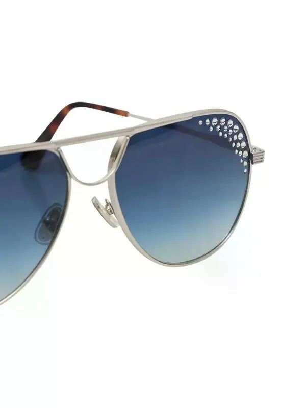 GOLDEN GOOSE Carter Crystal-embellished Pilot Sunglasses - Silver