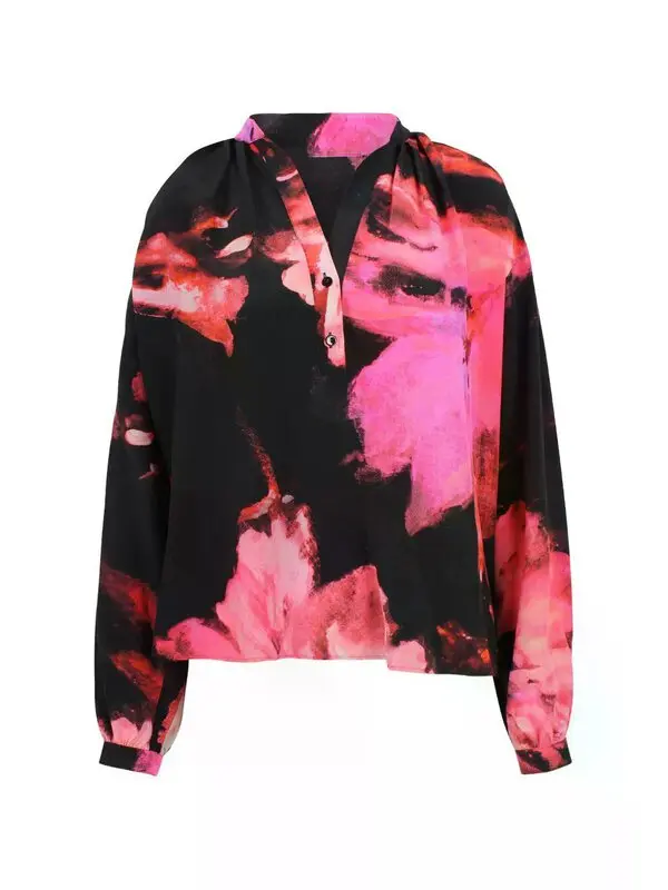KITAGI Floral Print V-neck Top