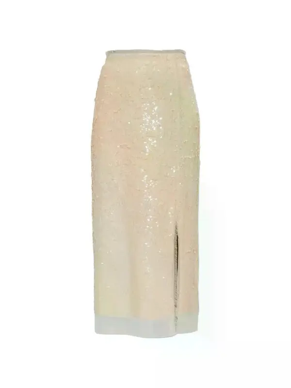 Rag & Bone Sequin Embellished Frayed Skirt - Neutrals