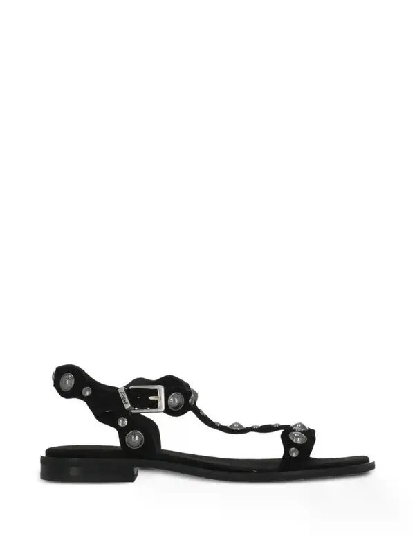 Ash Embellished Flat Sandals - Black