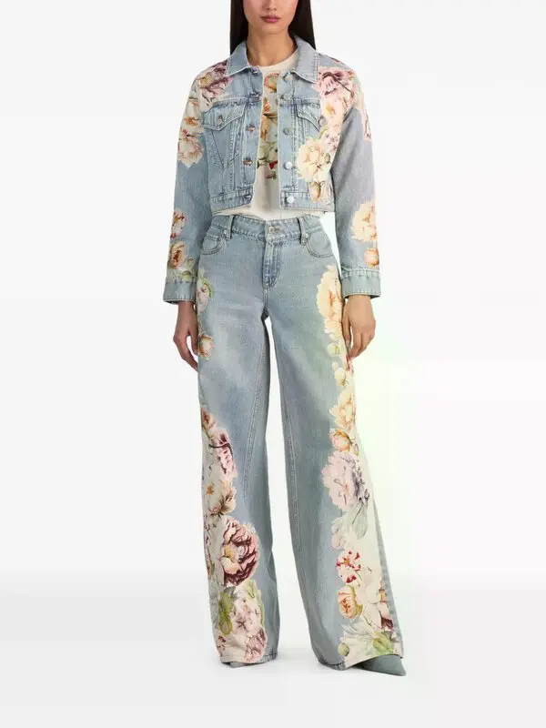 Alice + Olivia Chloe Floral-print Denim Jacket
