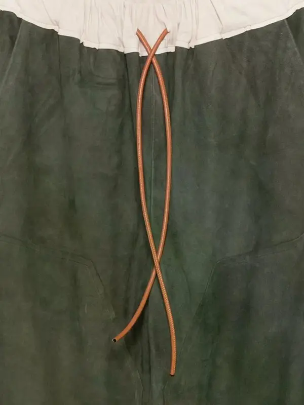 SONIA CARRASCO Drawstring Suede Wide Leg Trousers
