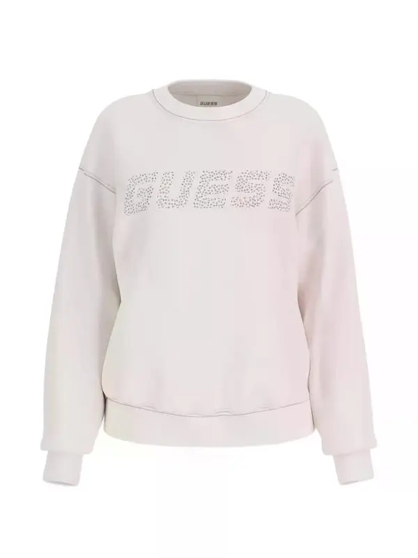 Guess Embellished Logo Crew Neck Sweatshirt - Neutrals