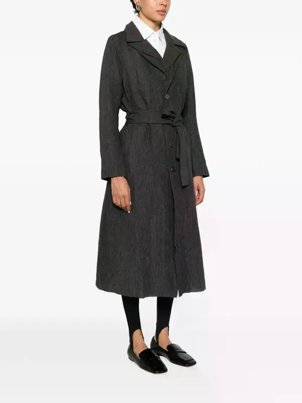 A TENTATIVE ATELIER Belted Coat With Striped Pattern