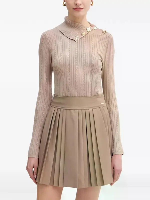 Guess Button-embellished High Neck Sweater - Neutrals