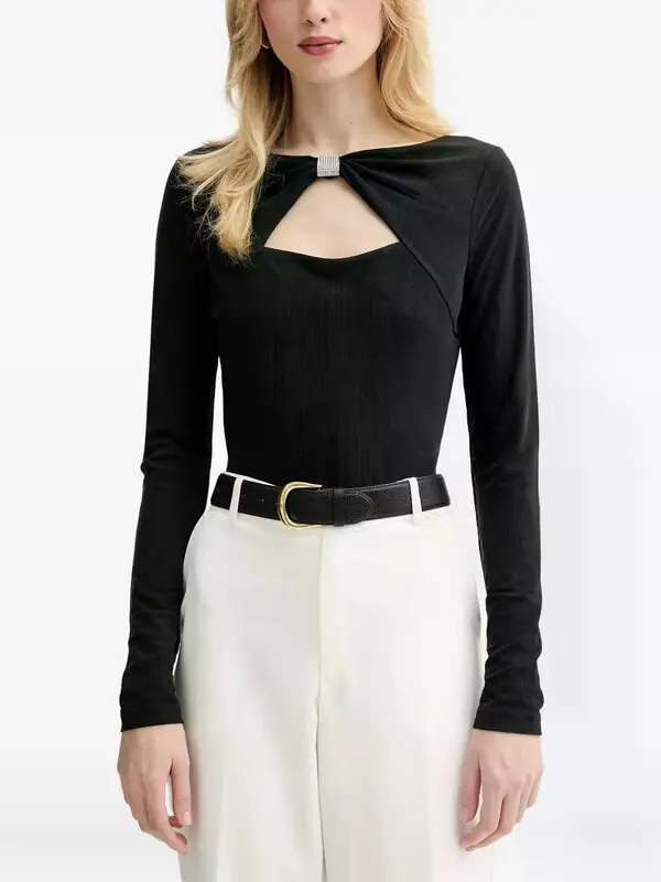 Guess Milena Long-sleeve Top With Front Cutout - Black