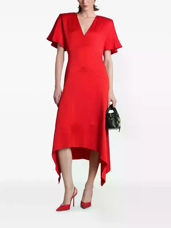 Stella McCartney V-neck Asymmetric Dress - Red