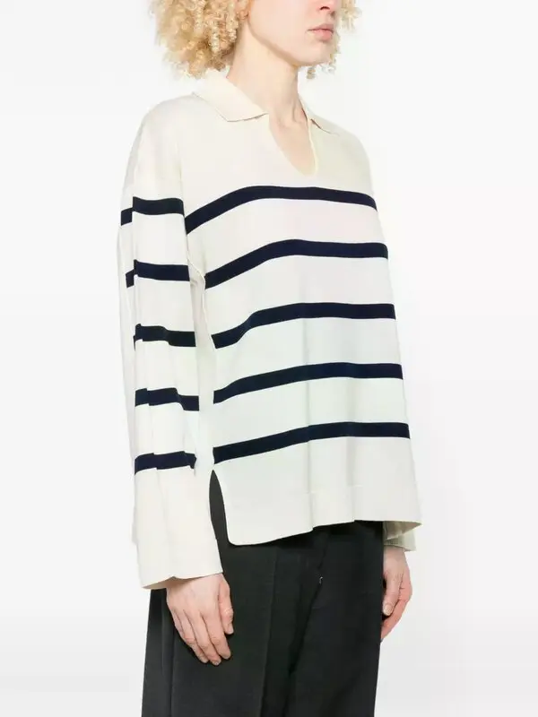 Maison Kitsuné Striped Open-collar Sweater