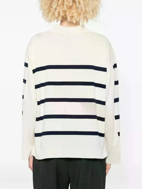 Maison Kitsuné Striped Open-collar Sweater