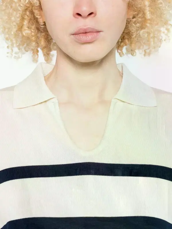 Maison Kitsuné Striped Open-collar Sweater