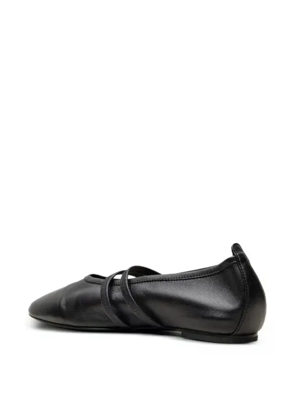 CHUCKIES Leather Double Strap Ballet Flats - Black