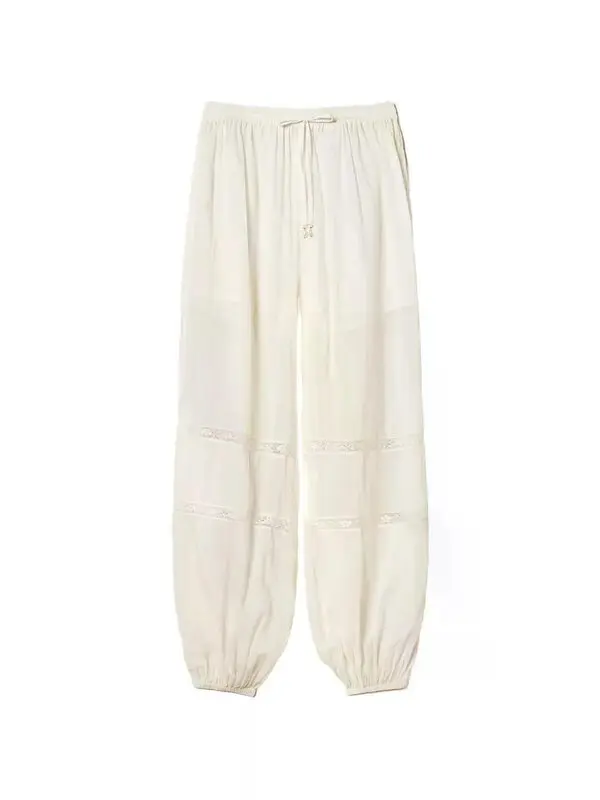 TWINSET Lace Insert Muslin Trousers - White
