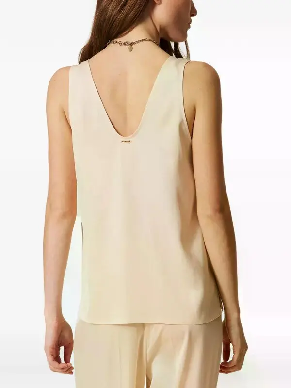 TWINSET V-neck Sleeveless Satin Top - Neutrals