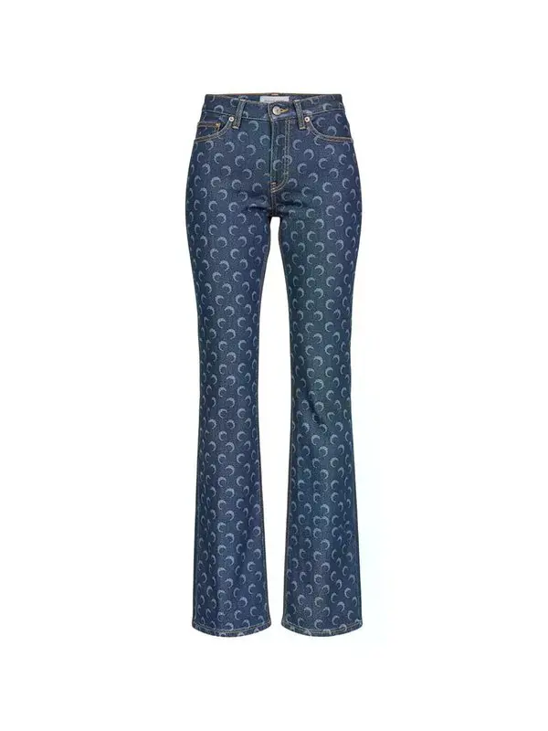 MARINE SERRE Crescent Moon Print Jeans - Blue