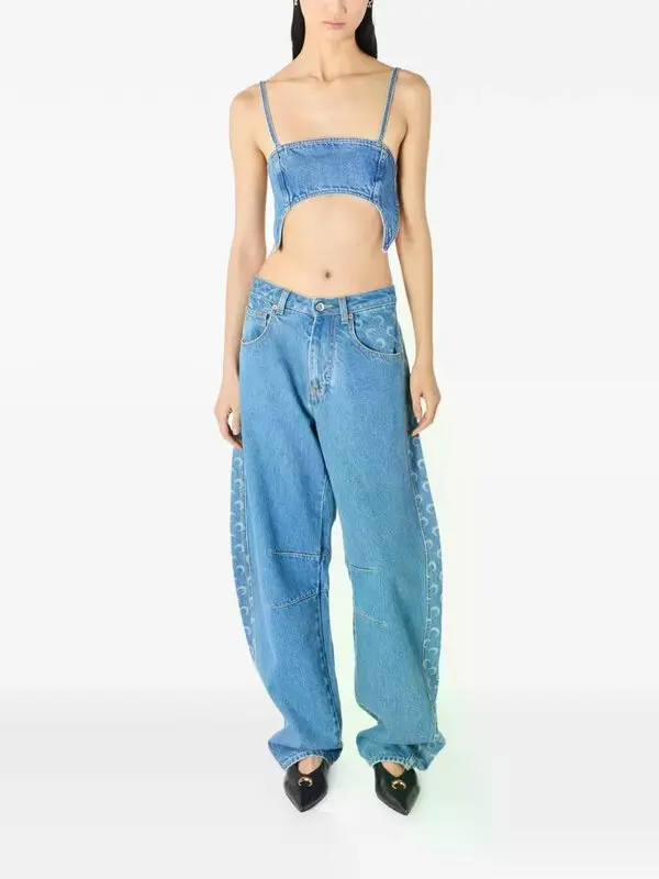 MARINE SERRE Moon Cutout Denim Top