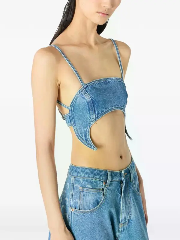 MARINE SERRE Moon Cutout Denim Top
