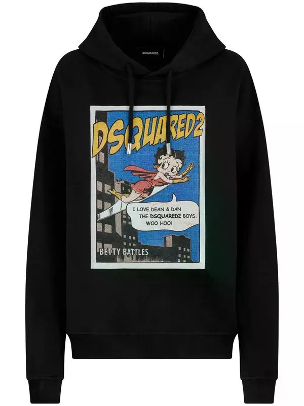 Dsquared2 Graphic Print Hoodie - Black