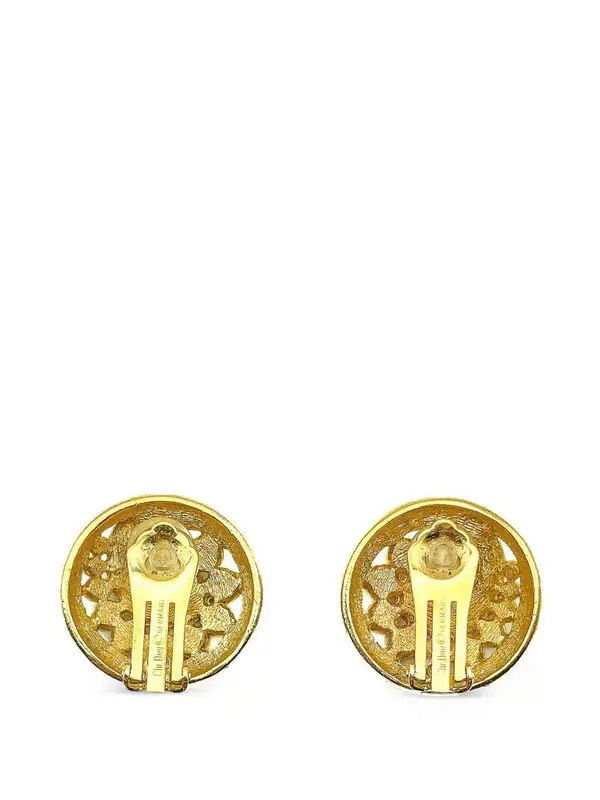Dior 1980s Crystal Swirl Clip-on Earrings - Gold