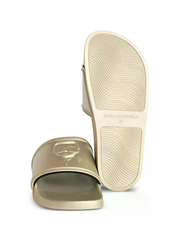 Karl Lagerfeld Embossed Logo Sliders - Gold