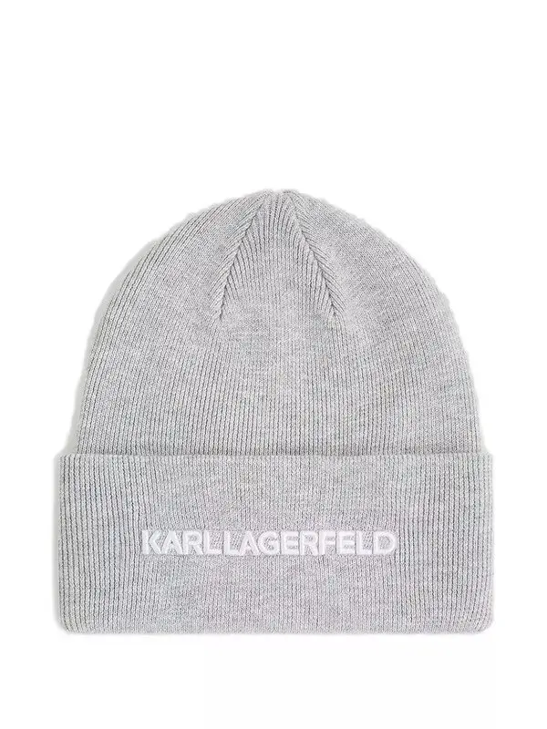 Karl Lagerfeld Logo Embroidered Ribbed Beanie