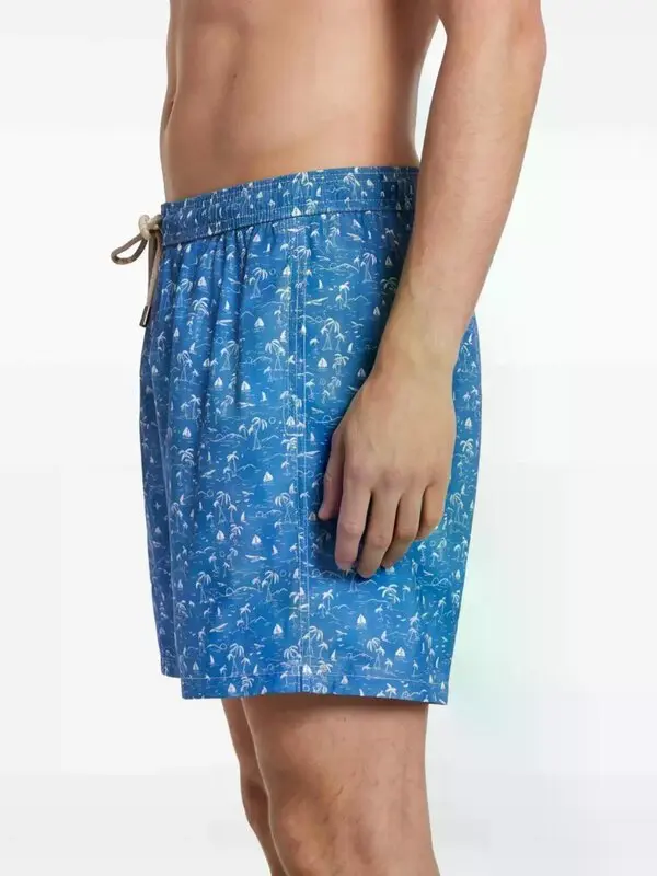 MC2 SAINT BARTH Wave Toile Drawstring Swim Shorts - Blue