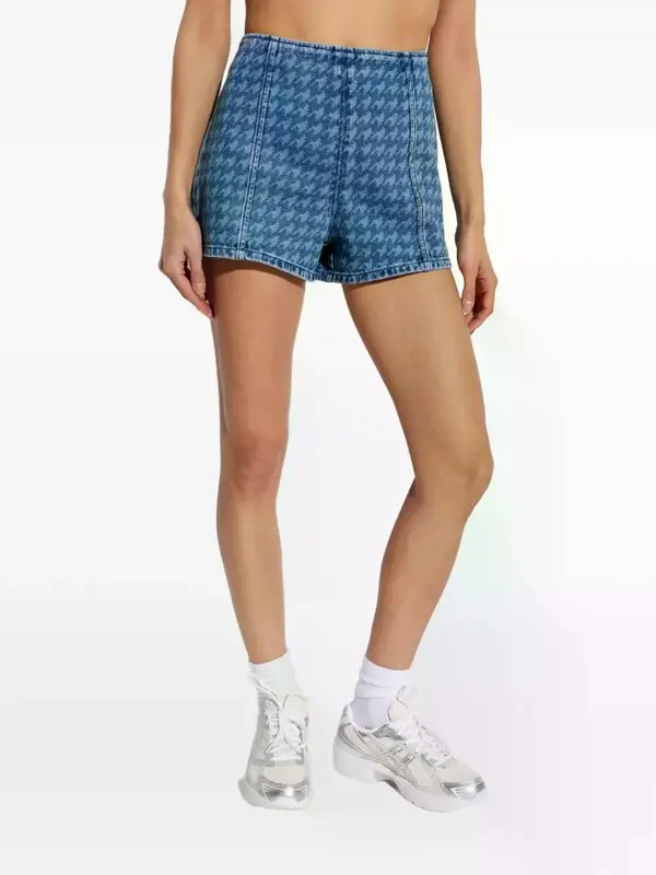 Perfect Moment Houndstooth Pattern Denim Shorts