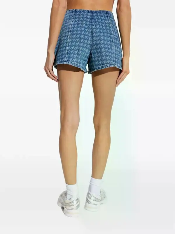 Perfect Moment Houndstooth Pattern Denim Shorts