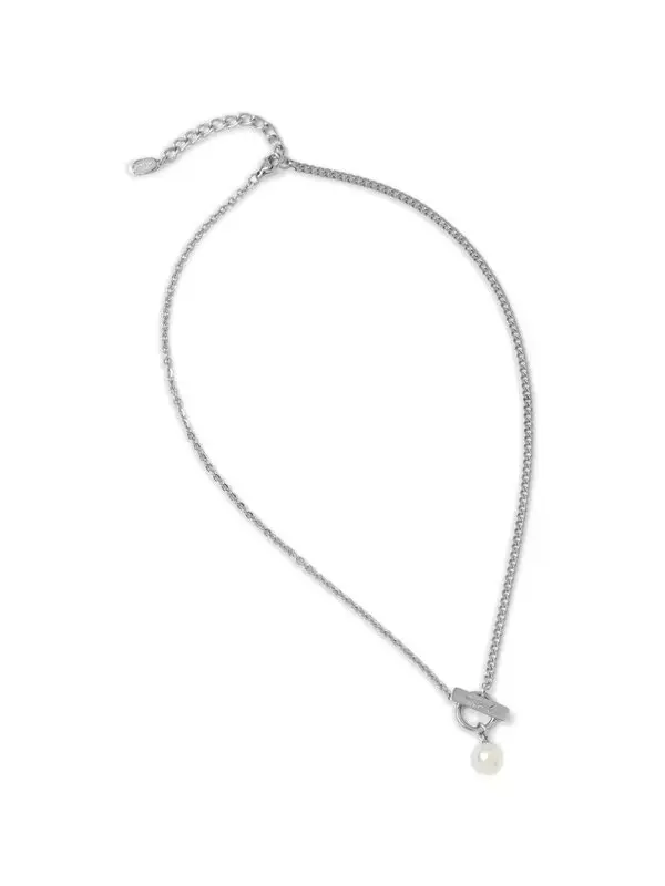Karl Lagerfeld Tone Pearl Drop T-bar Necklace