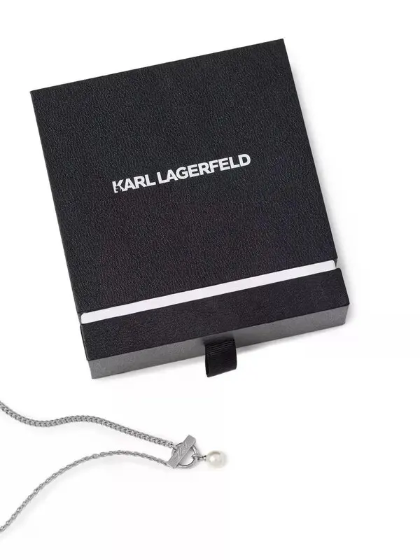 Karl Lagerfeld Tone Pearl Drop T-bar Necklace