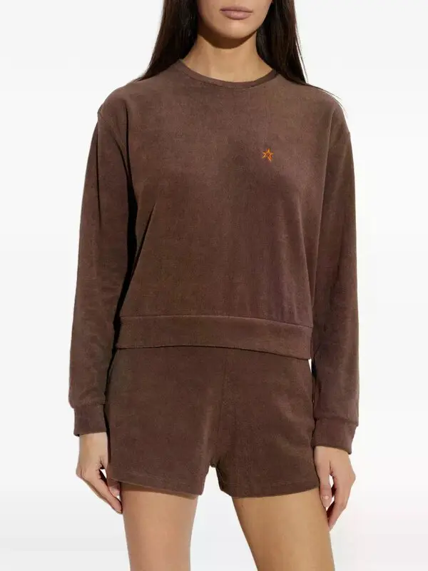 Perfect Moment Star Embroidered Terrycloth Sweatshirt - Brown