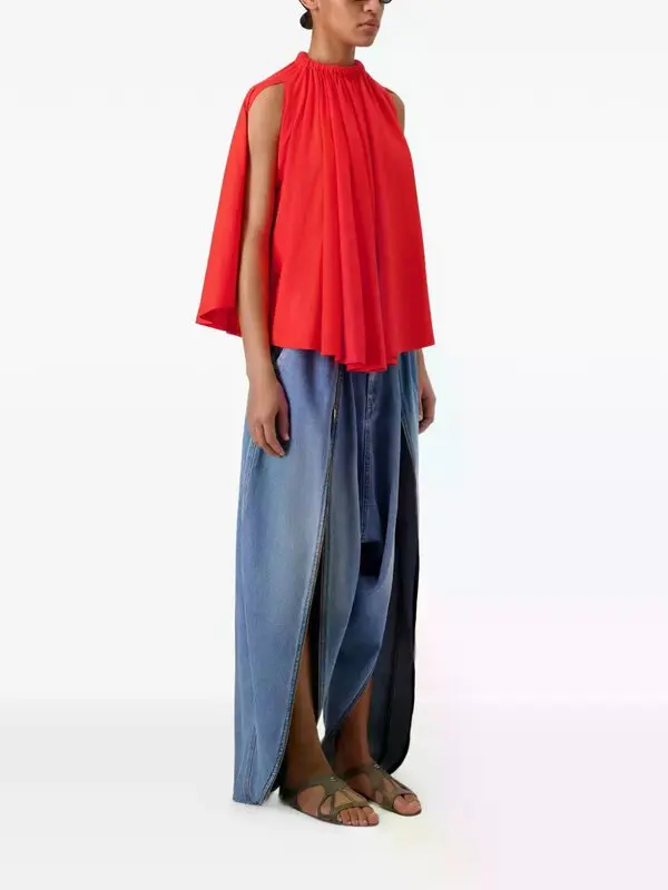 Coperni Asymmetric Draped Blouse - Red
