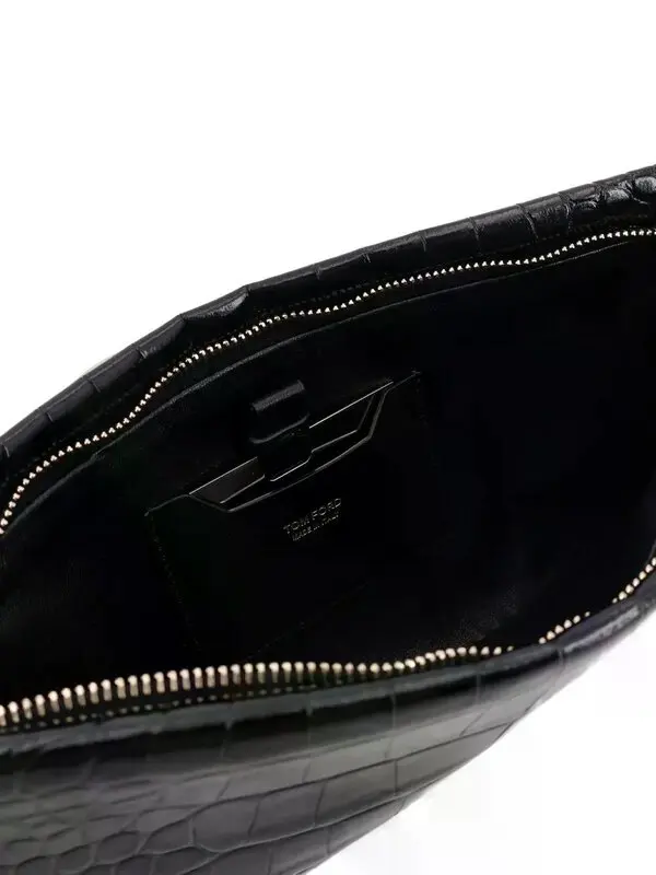TOM FORD Crocodile-effect Ring Handle Clutch Bag