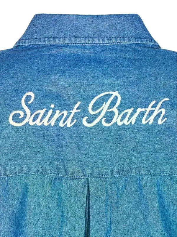 MC2 SAINT BARTH Logo-embroidered Cotton Shirt - Blue
